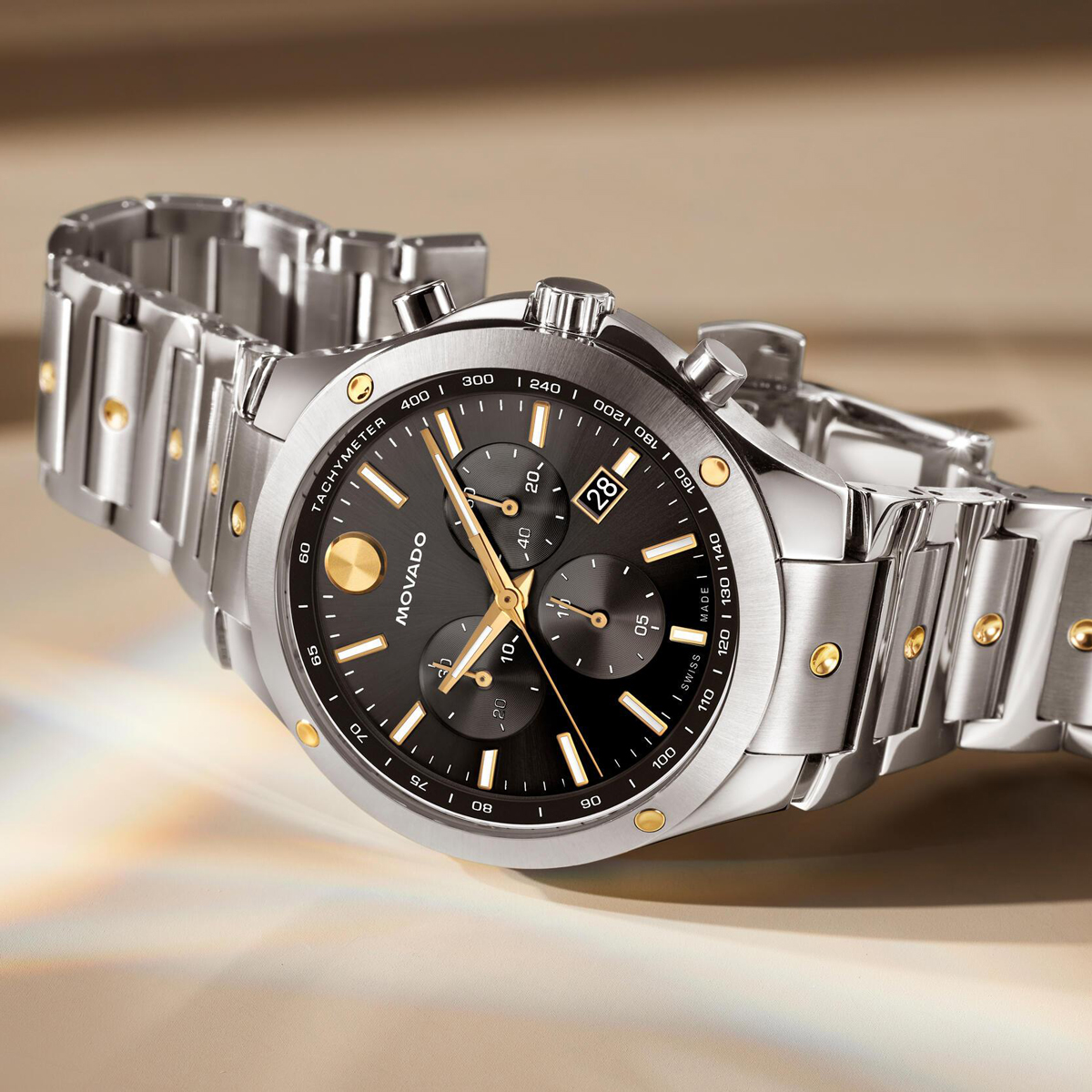 Movado SE Chronograph Black/Gold Dial Stainless Steel | New York ...