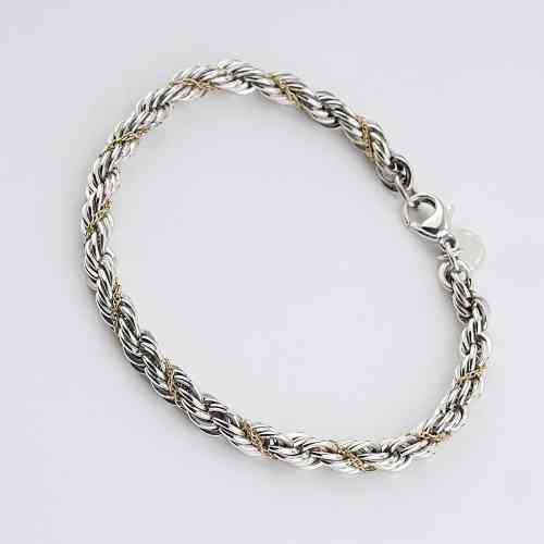 Tiffany Co Twisted Rope Chain Bracelet in Silver and Yellow Gold New York Jewelers Chicago