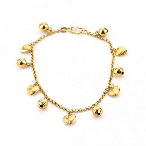 Heart and Ball Charm Bracelet in Yellow Gold New York Jewelers Chicago